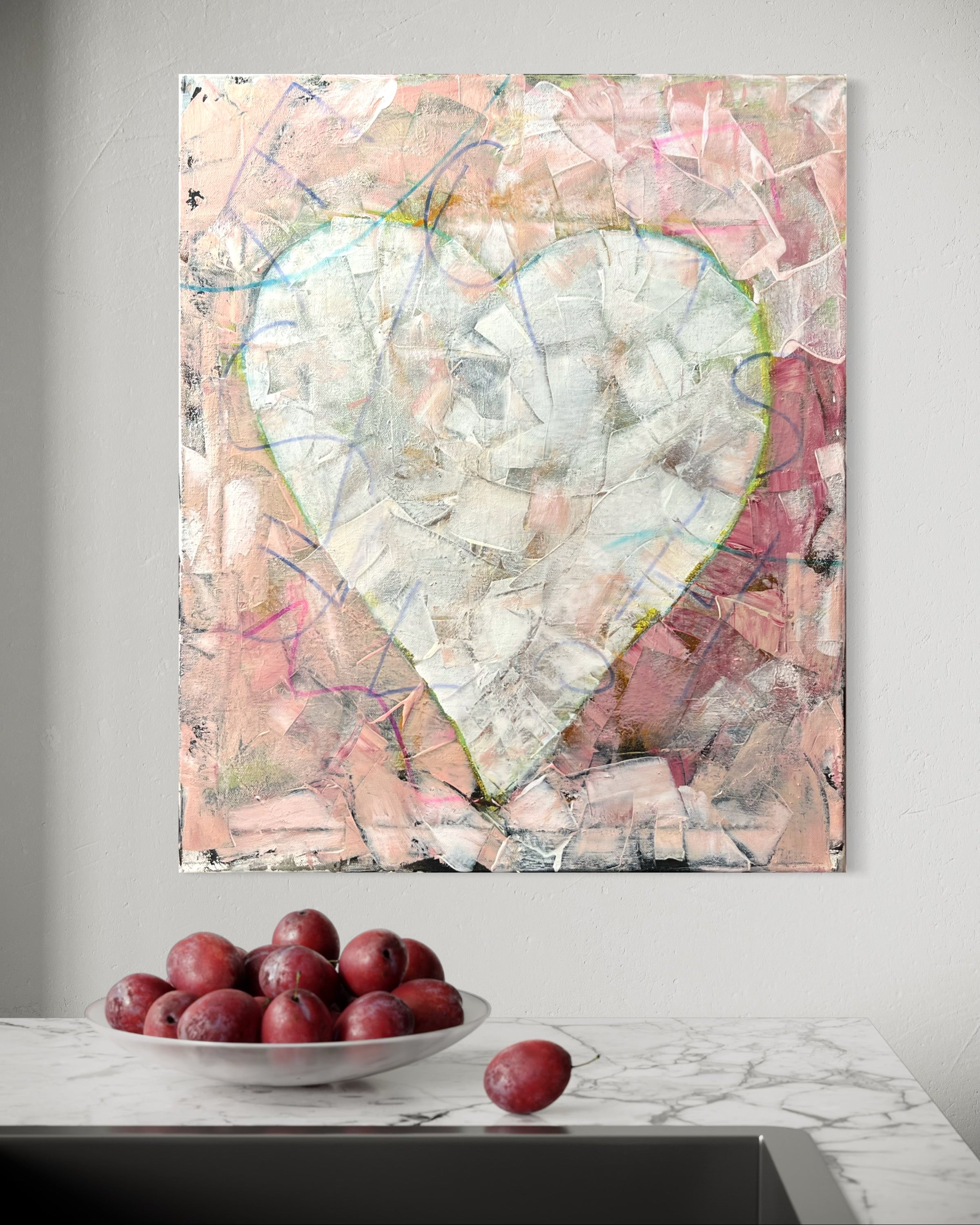 Almost Visible - Contemporary Mixed Media Heart Art | On Another Palette
